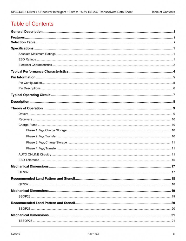 SP3243E datasheet page 3