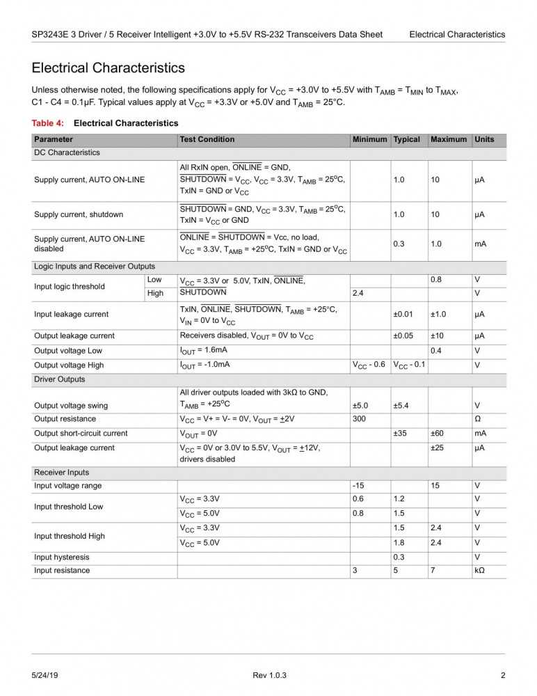 SP3243E datasheet page 8