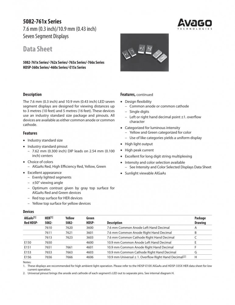 5082-7621 datasheet page 1