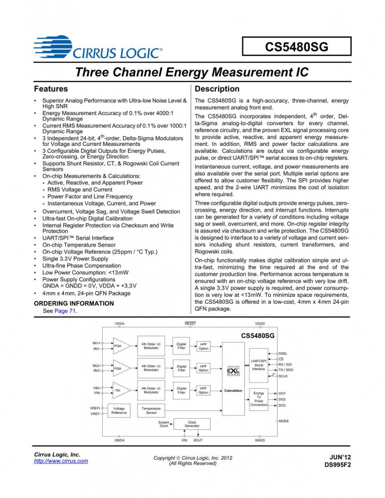 CS5480SG-INZ datasheet page 1