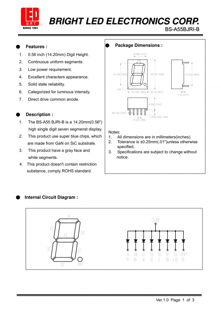 BS-A55BJRI datasheet page 1