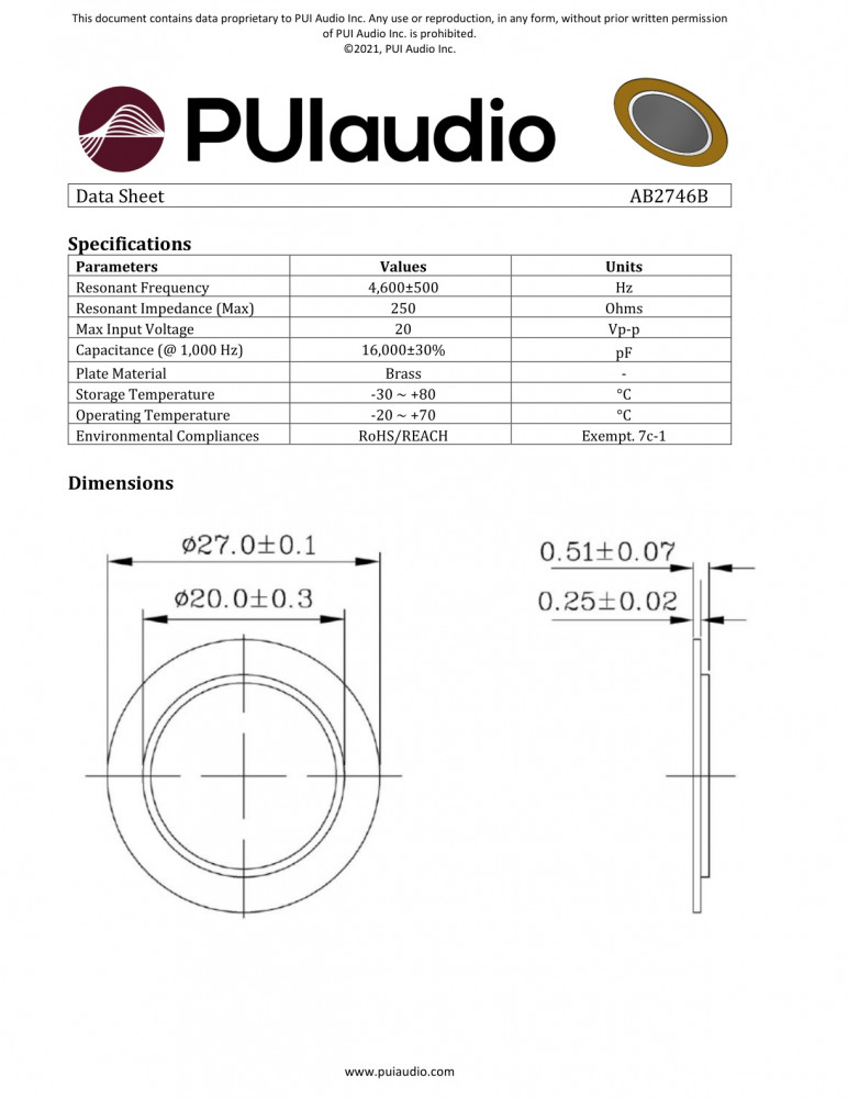 AB2746B datasheet preview, page 1