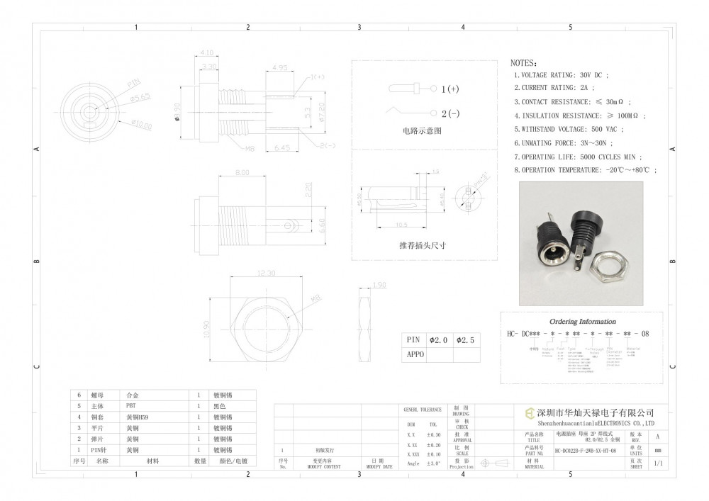 HCTL HC-DC022B-F-2WB-2.0-HT-08 technical drawing preview