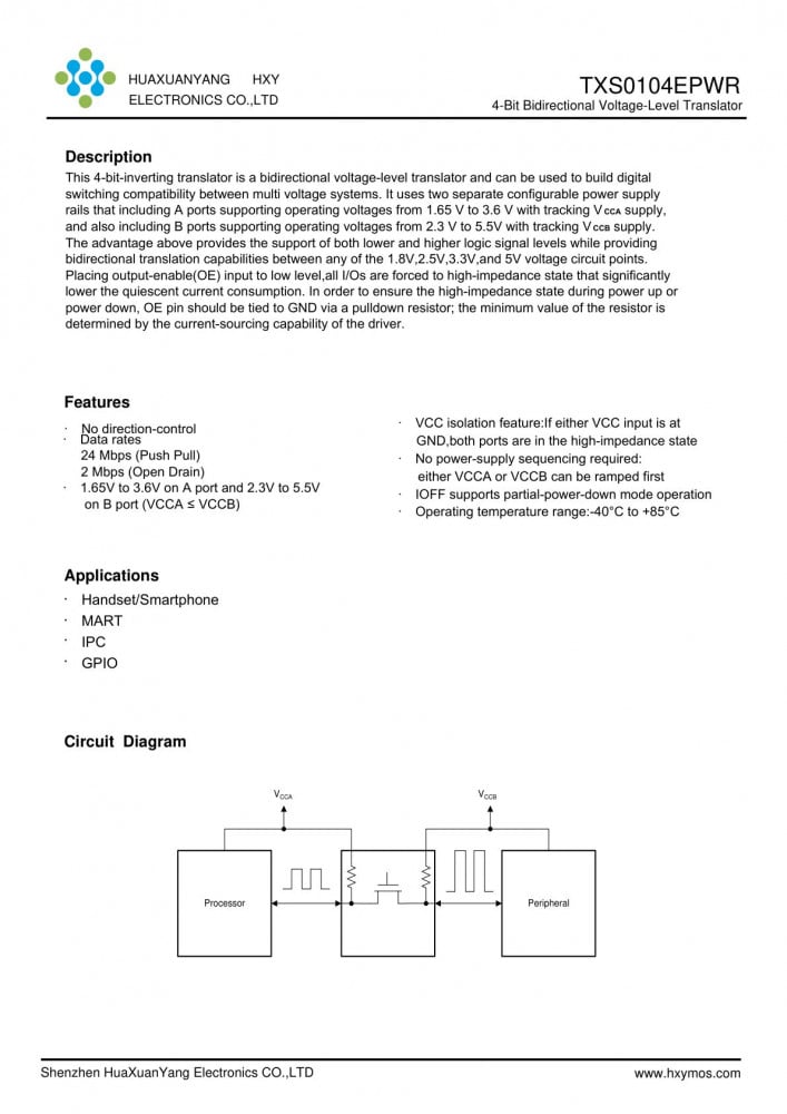 TXS0104EPWR-HXY datasheet page 1