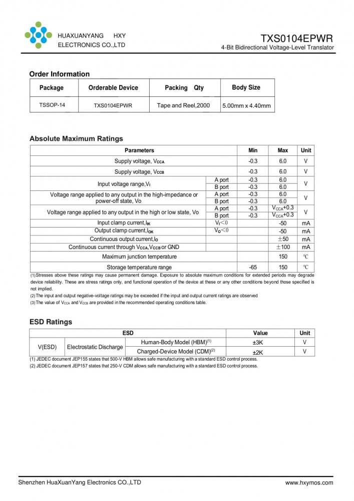 TXS0104EPWR-HXY datasheet page 3