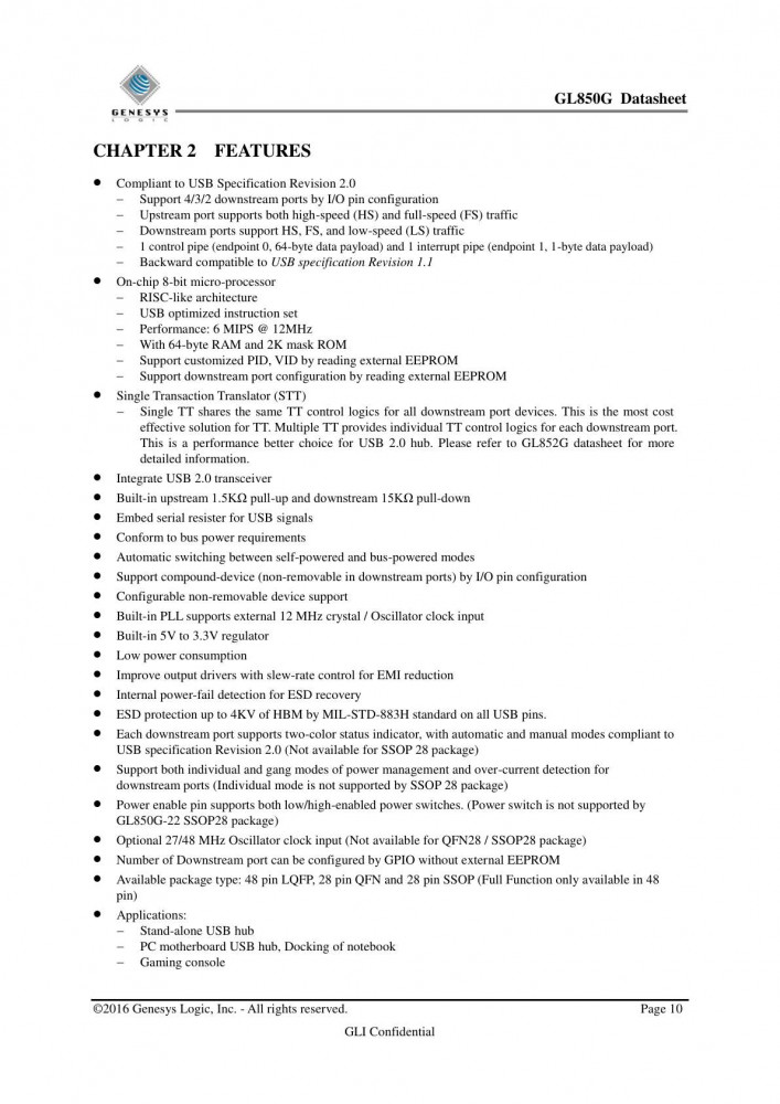 GL850G datasheet page 10