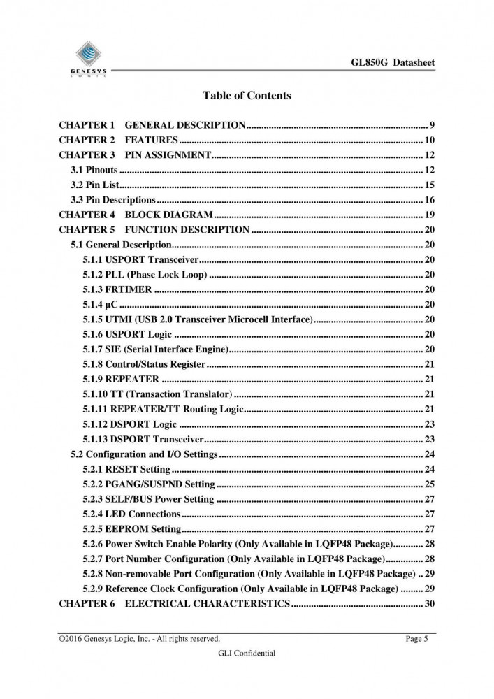 GL850G datasheet page 5