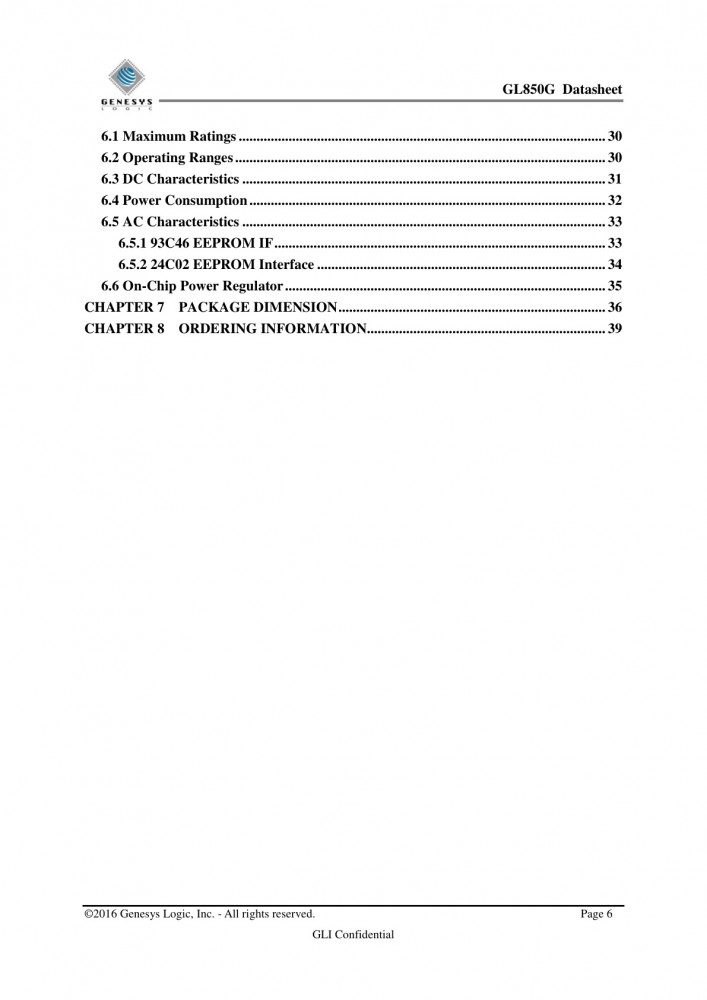 GL850G datasheet page 6
