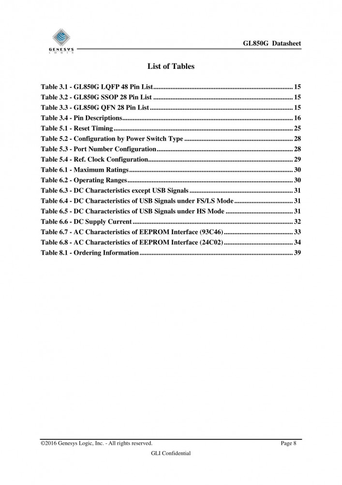 GL850G datasheet page 8
