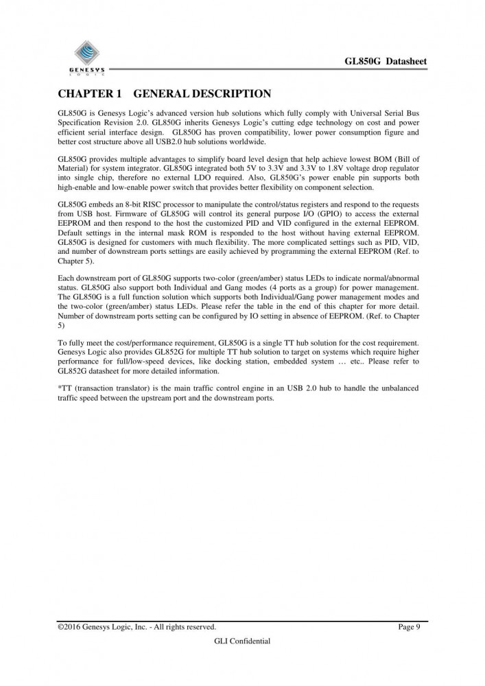 GL850G datasheet page 9