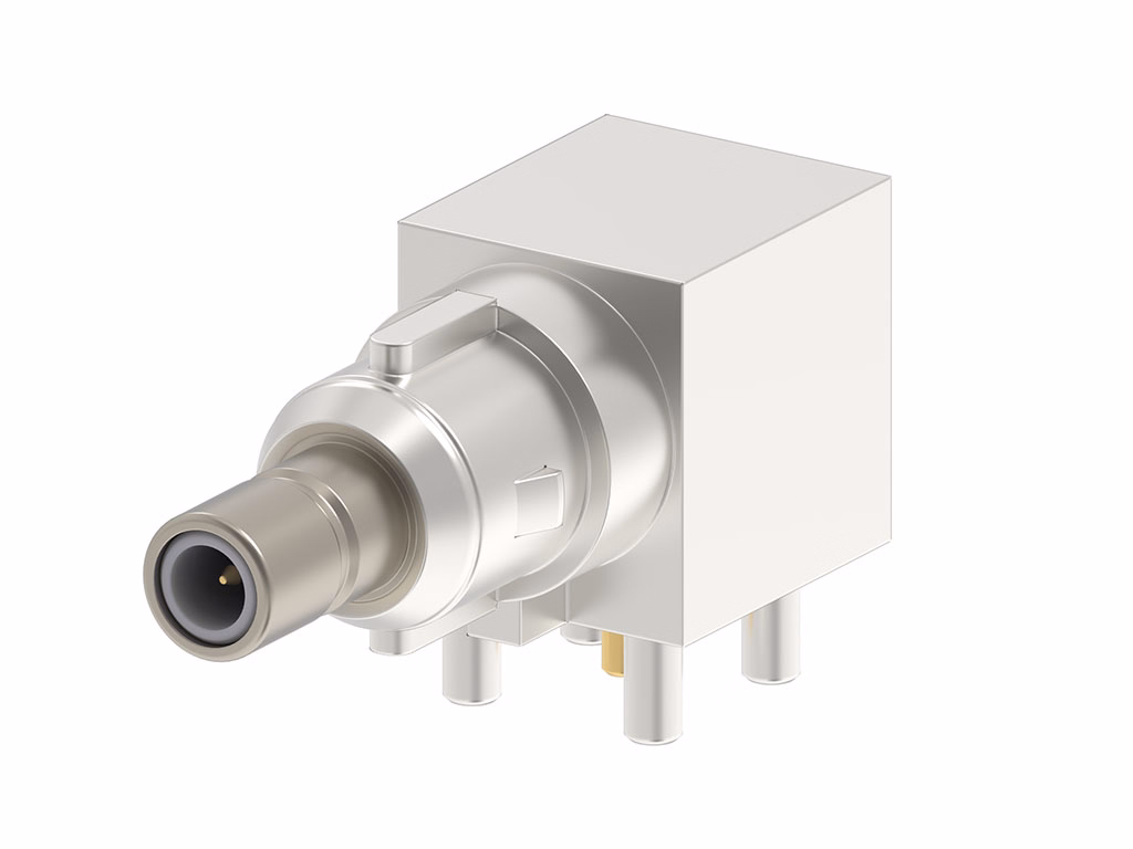 SMB Plug, Right-Angle, Crimp, LMR-100, RG-174, RG-188 and RG-316 Cable, Die Cast Body, Gold (Au) Plated, 50 Ohms