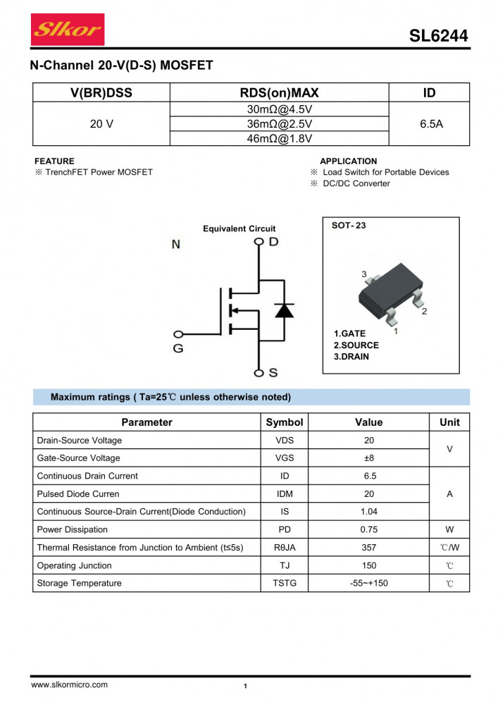 SL6244 datasheet page 1