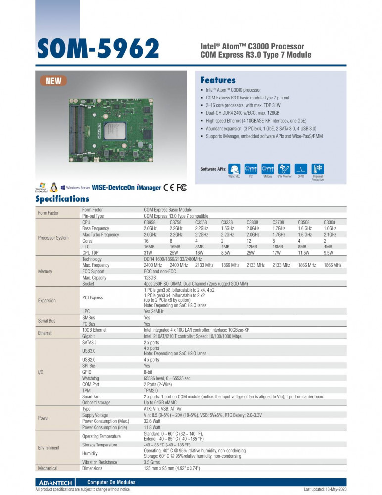 SOM-5962 technical document page 1