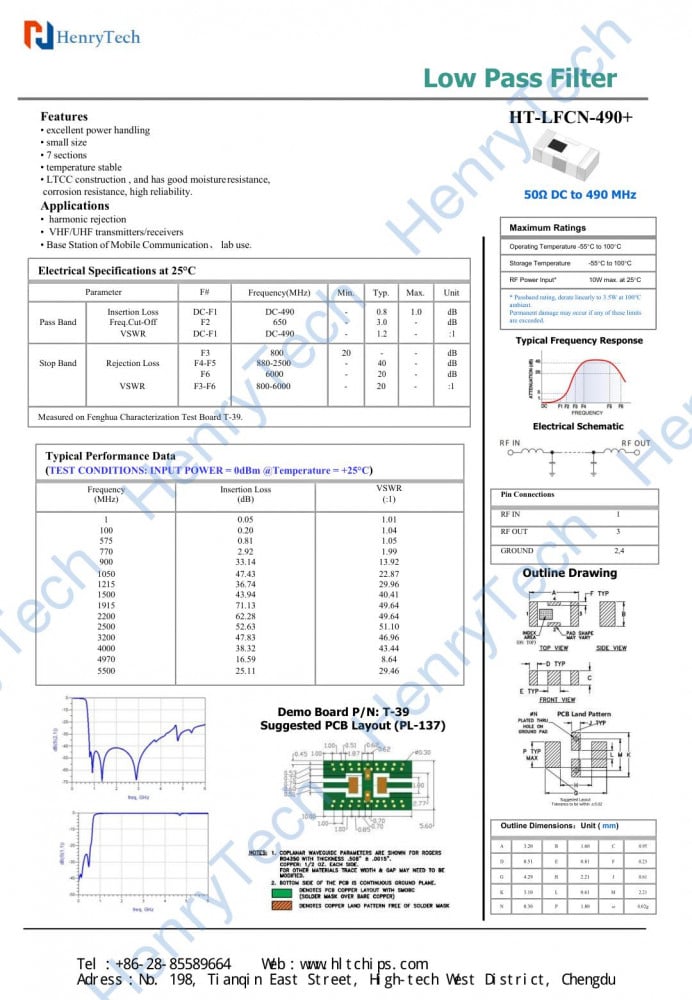 HT-LFCN-490+ technical document page