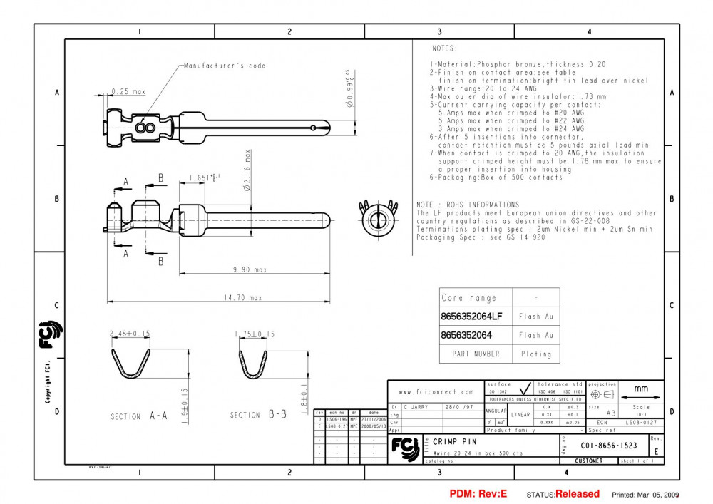 Amphenol 8656352064LF technical drawing preview