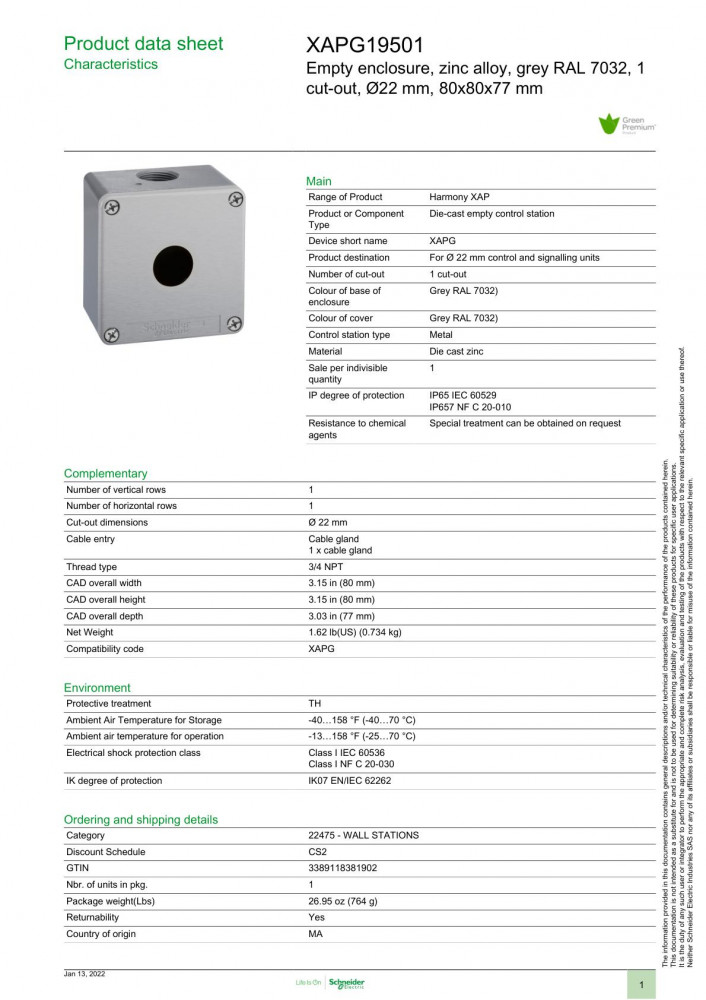 XAPG19501 technical document page 1