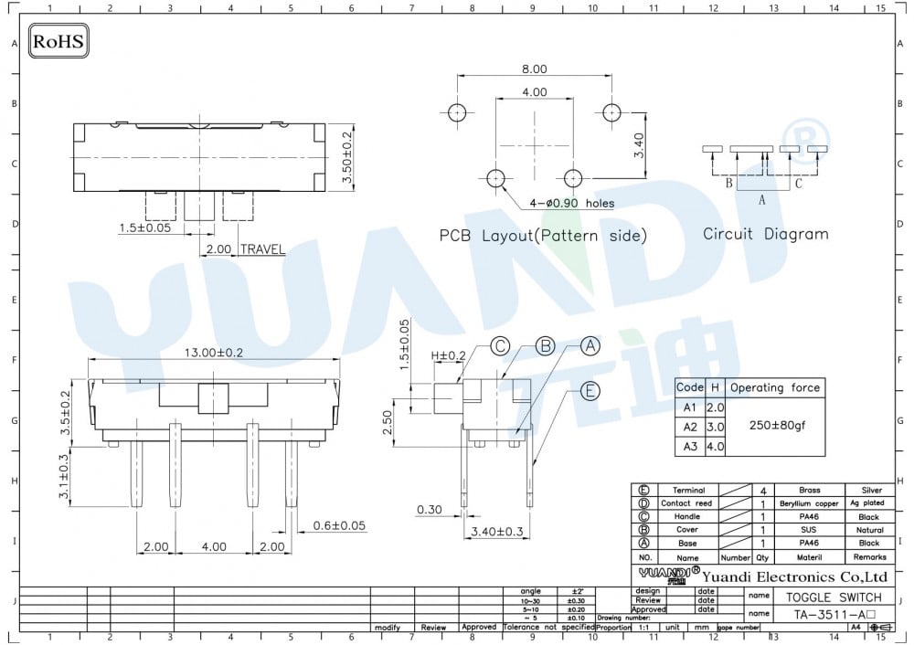 Yuandi TA-3511-A1 technical document page