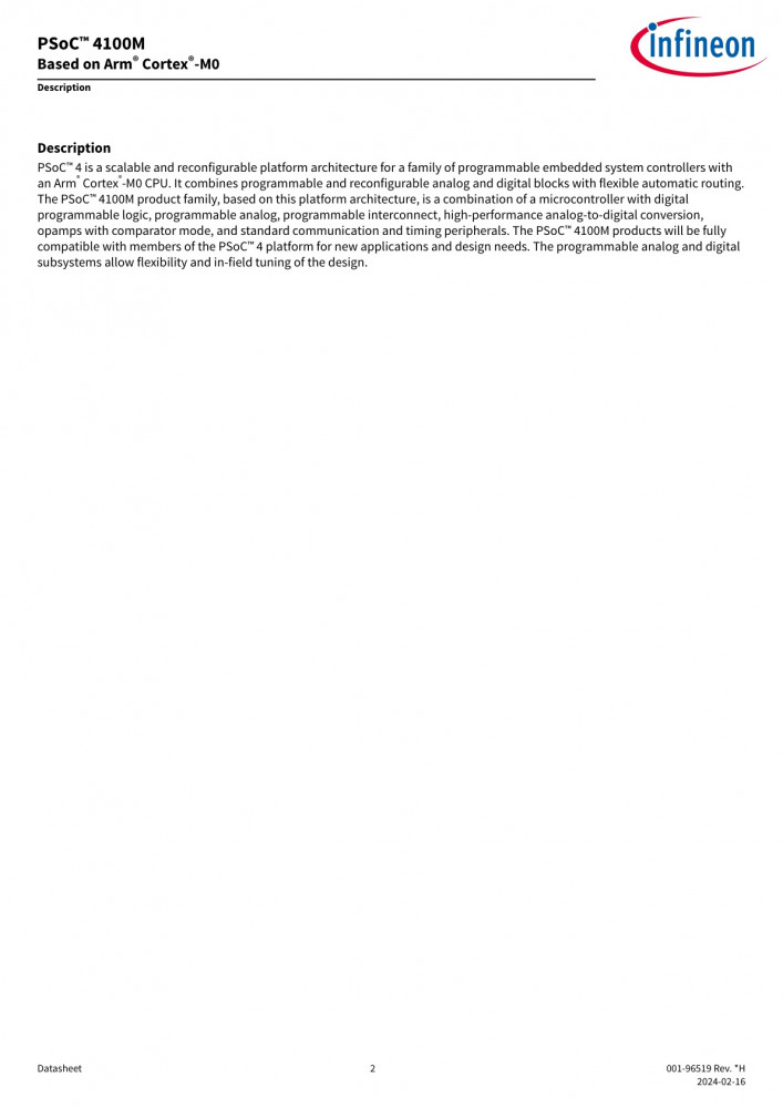 CY8C4125LTI-M445 technical document page 2