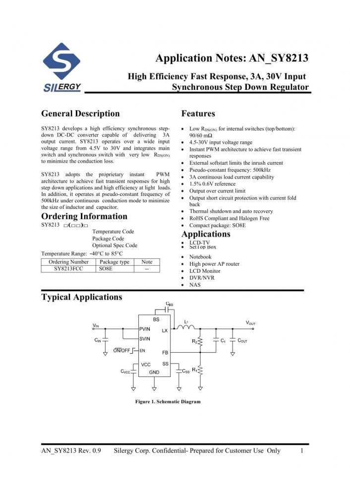 SY8213FCC datasheet page 1