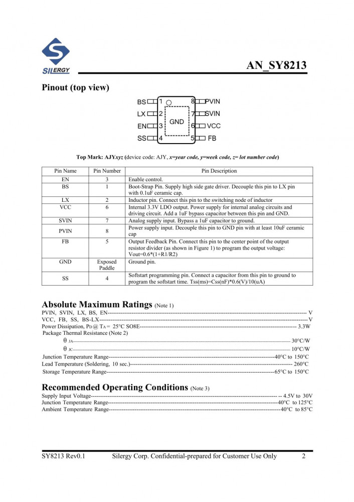 SY8213FCC datasheet page 2
