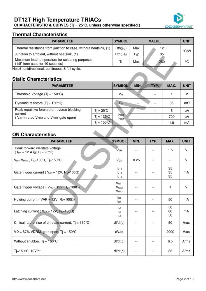 DT12T35T-BH datasheet page 2