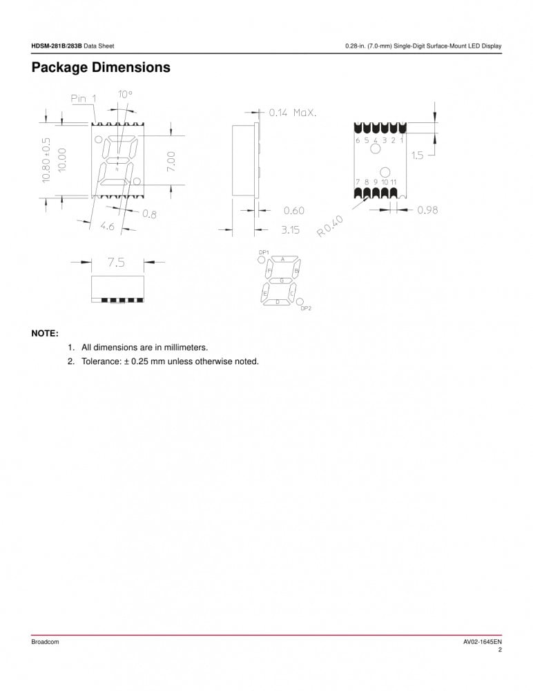 HDSM-281B datasheet page 2