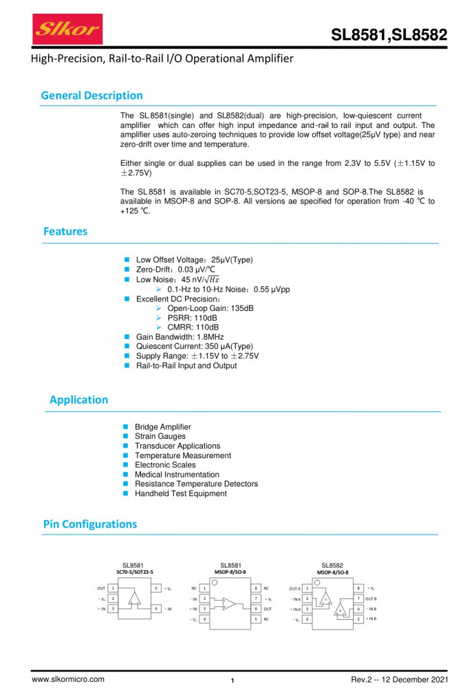 SL8582XS8 datasheet page 1