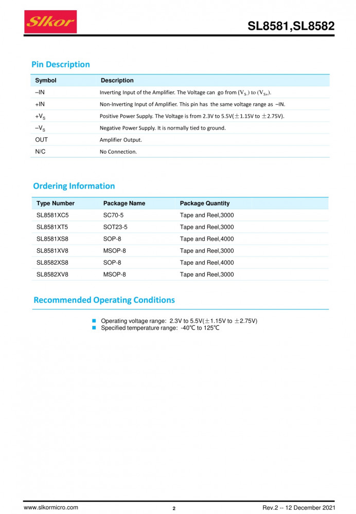 SL8582XS8 datasheet page 2