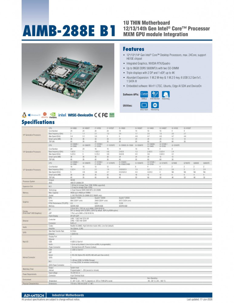 AIMB-288E B1 technical document page 1