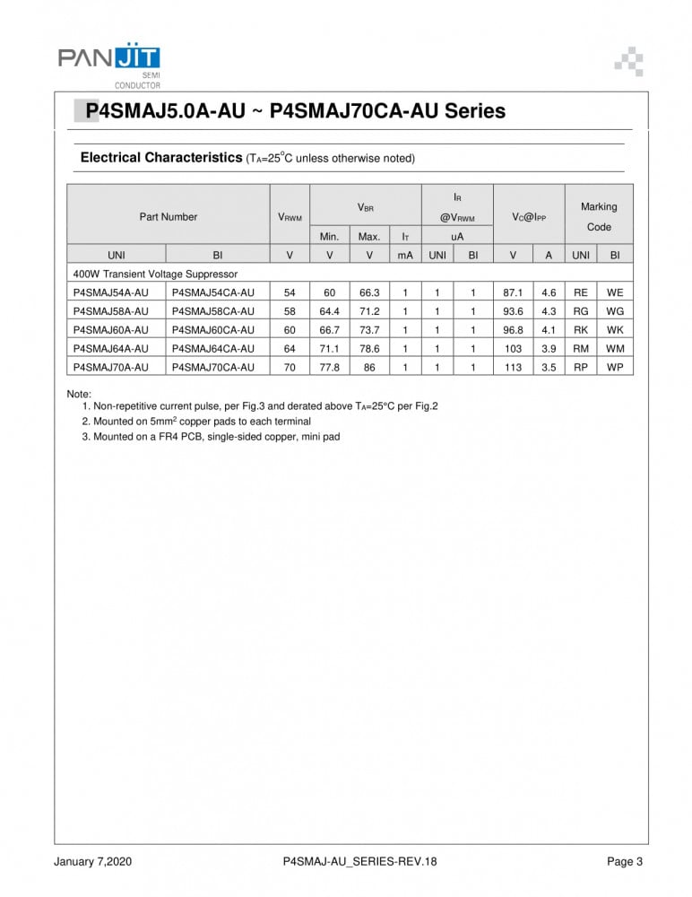 PANJIT P4SMAJ series datasheet page 3