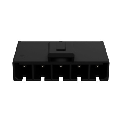 Mega-Fit Right-Angle Header, 5.70mm Pitch, Single Row, 5 Circuits, Matte Tin (Sn) Plating, Glow-Wire Capable, Tape and Reel, Black for sale