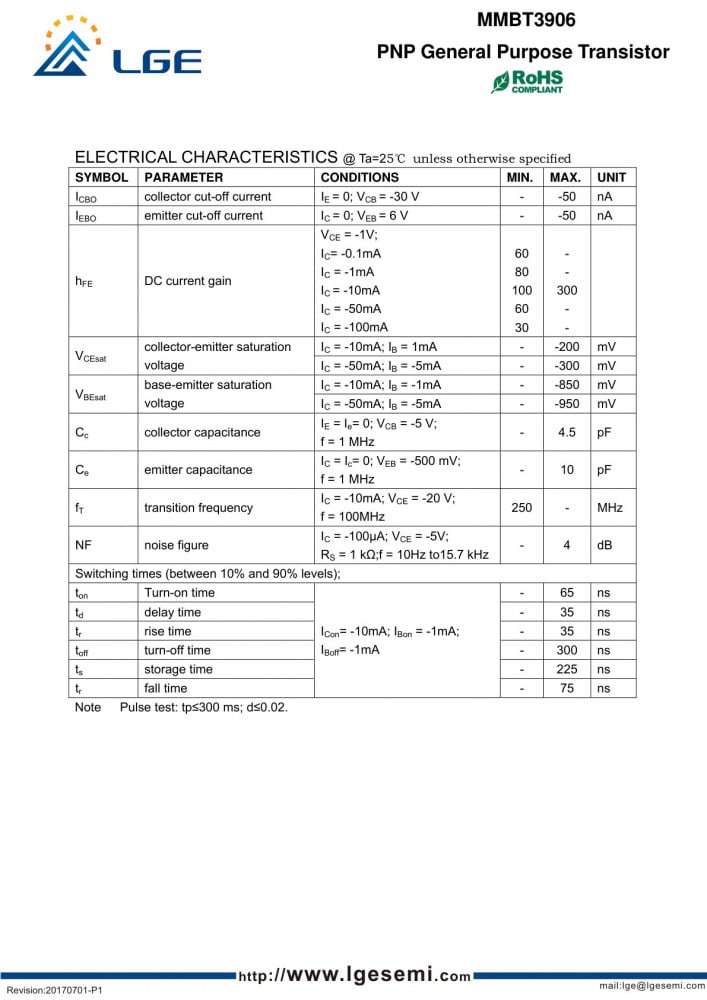 MMBT3906 datasheet page 2
