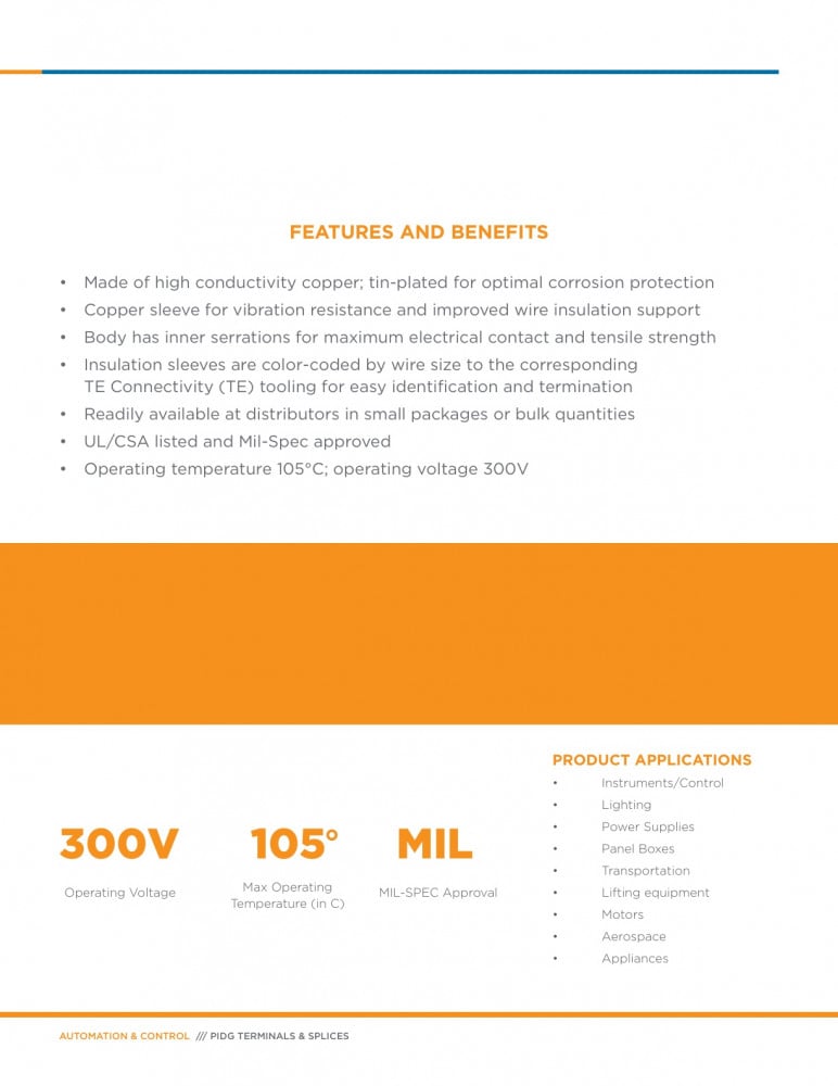 TE Connectivity PIDG terminal document page 2