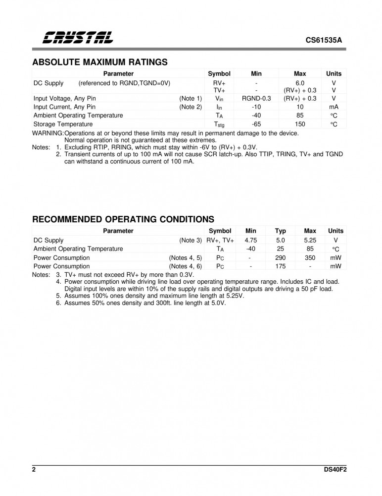 CS61535A-IL1 technical document page 2