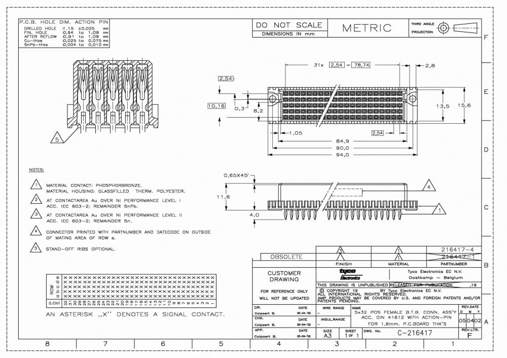 TE Connectivity 216417-4 technical drawing