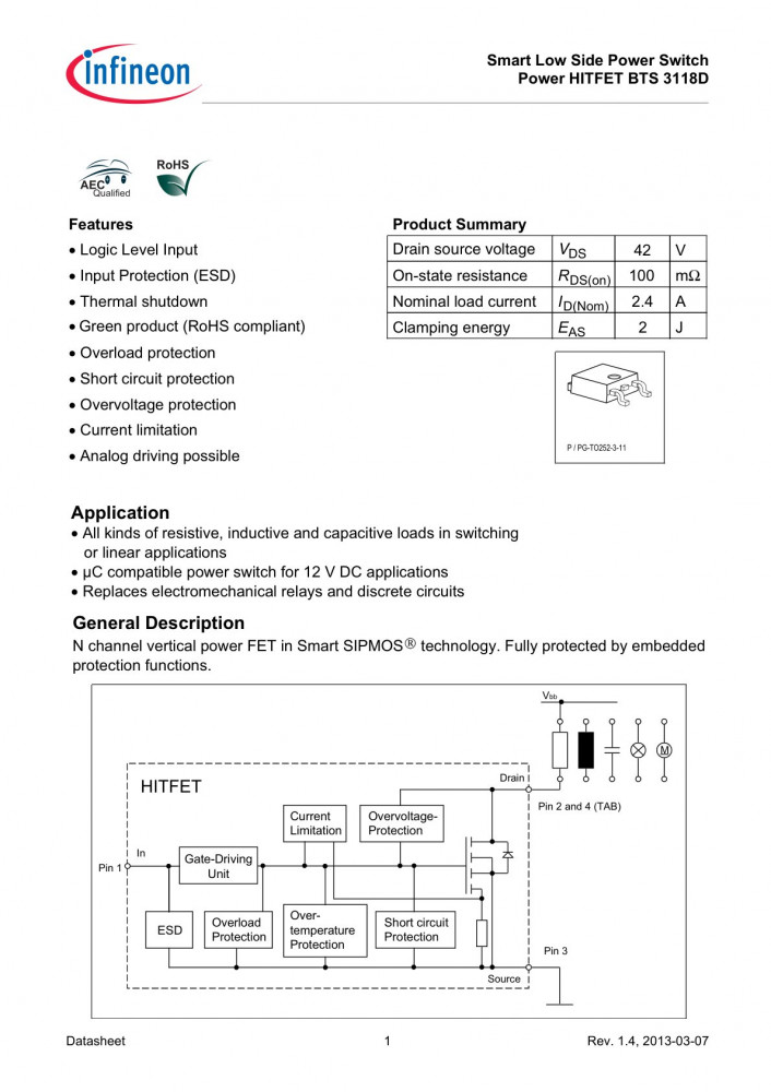 BTS3118DATMA1 datasheet page 1
