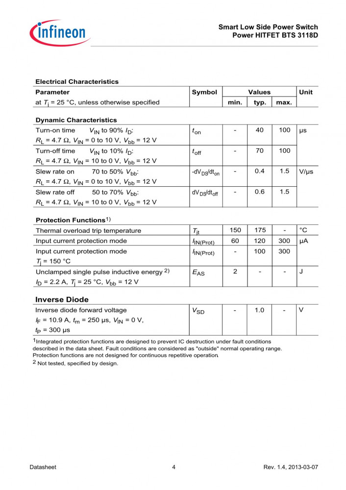 BTS3118DATMA1 datasheet page 4