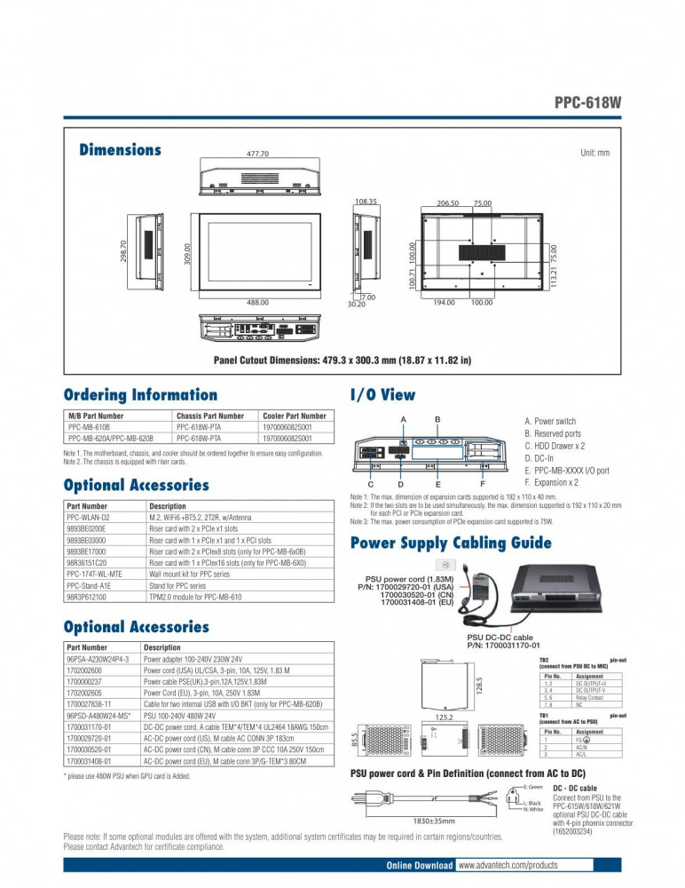 ADVANTECH PPC-618W technical document, page 2