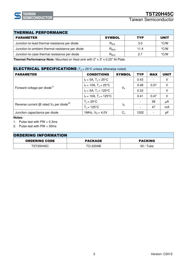 TST20H45C datasheet page 2