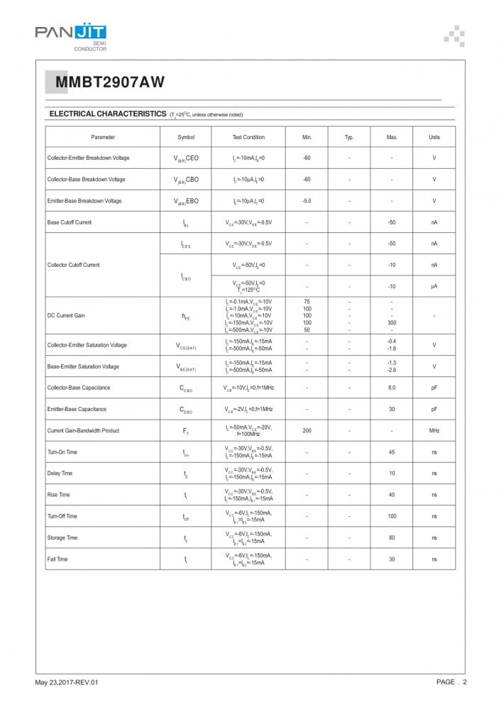 MMBT2907AW datasheet page 2
