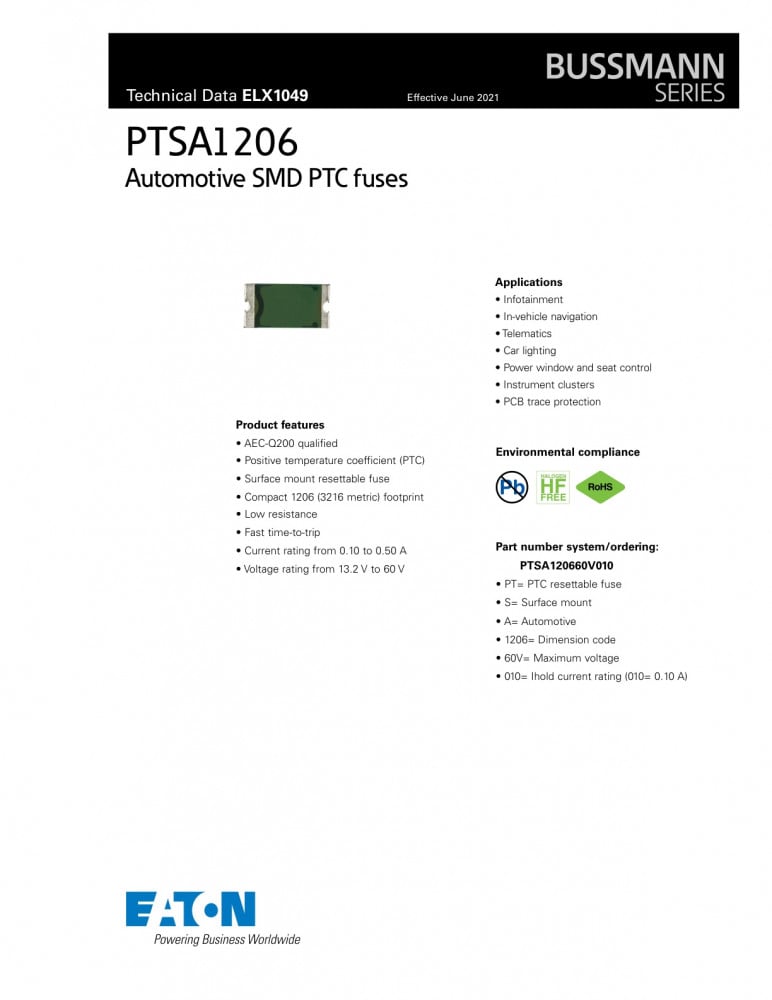 EATON PTSA1206 datasheet page 1