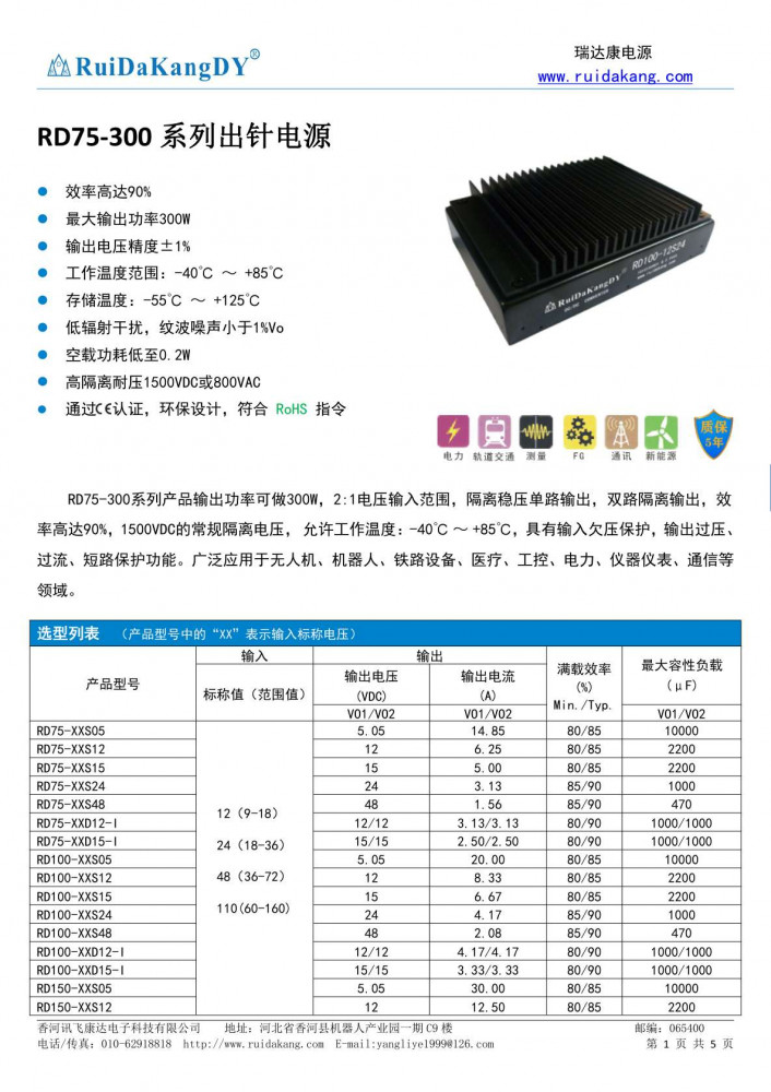 RD75–300 series technical document page 1