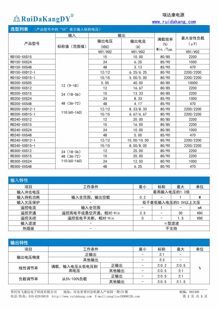 RD75–300 series technical document page 2