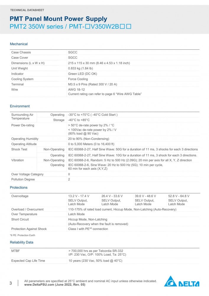 DELTA PMT-48V350W2BR datasheet page 3
