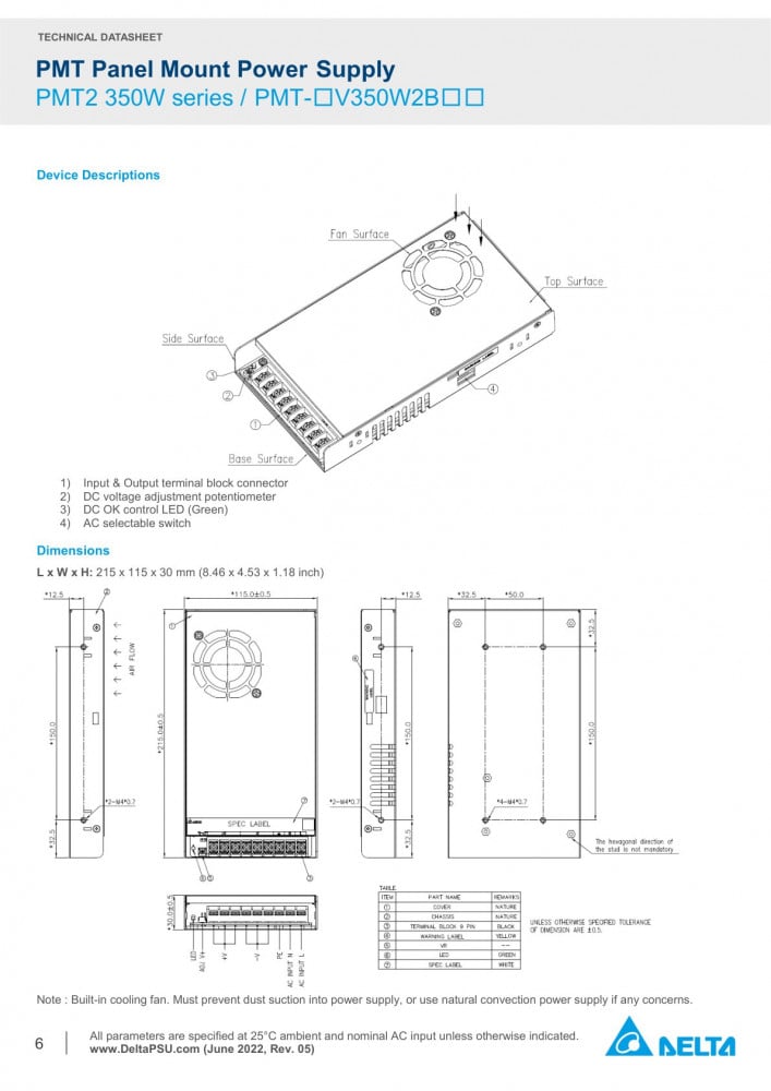 DELTA PMT-48V350W2BR datasheet page 6