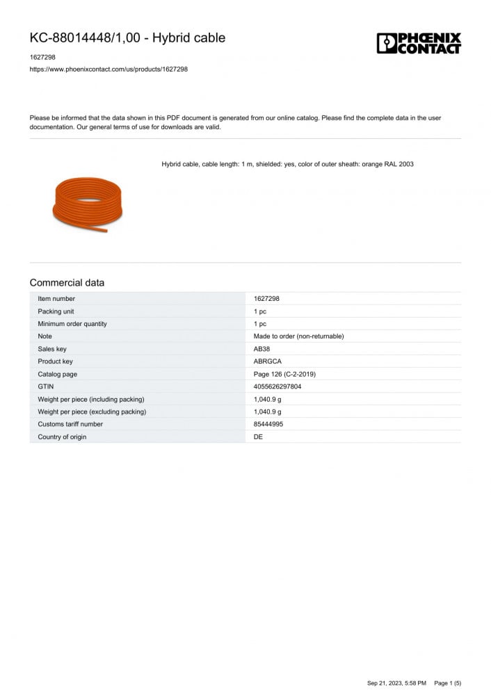 Phoenix Contact 1627298 document page 1