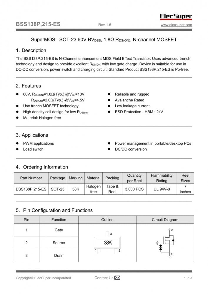 BSS138P,215-ES datasheet page 1