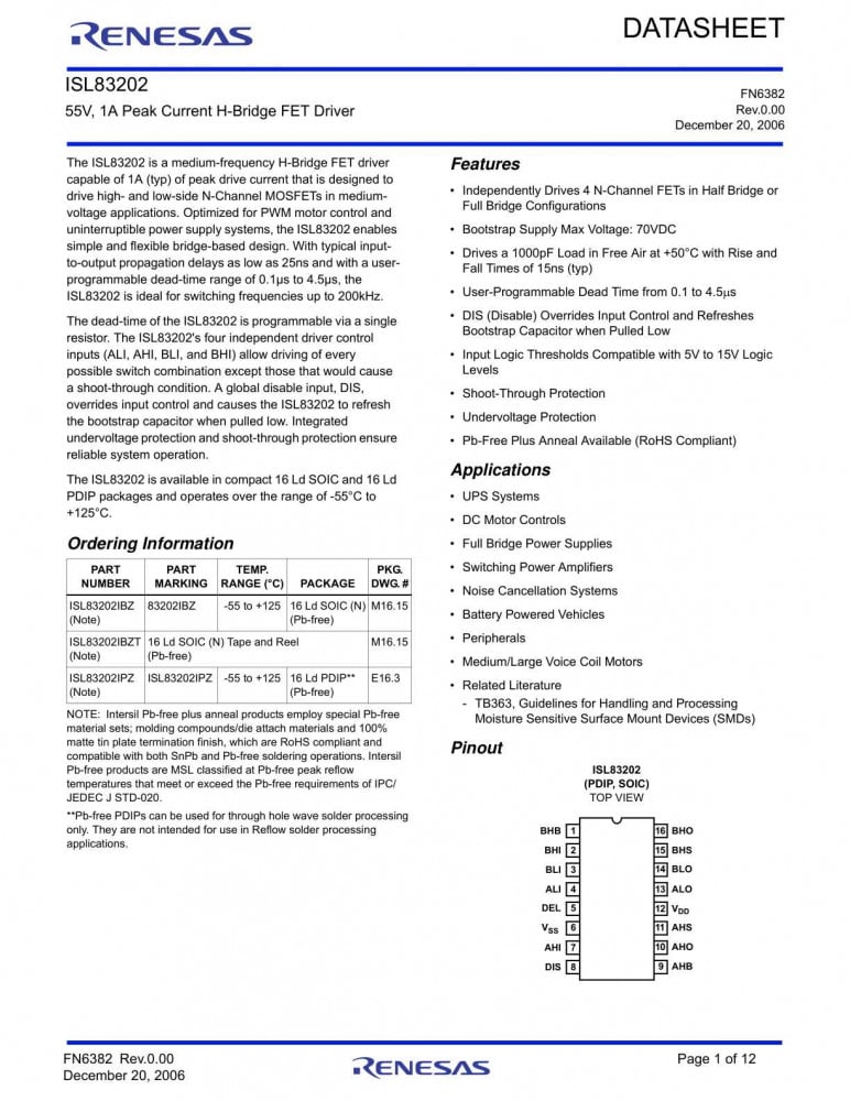 ISL83202 datasheet page 1