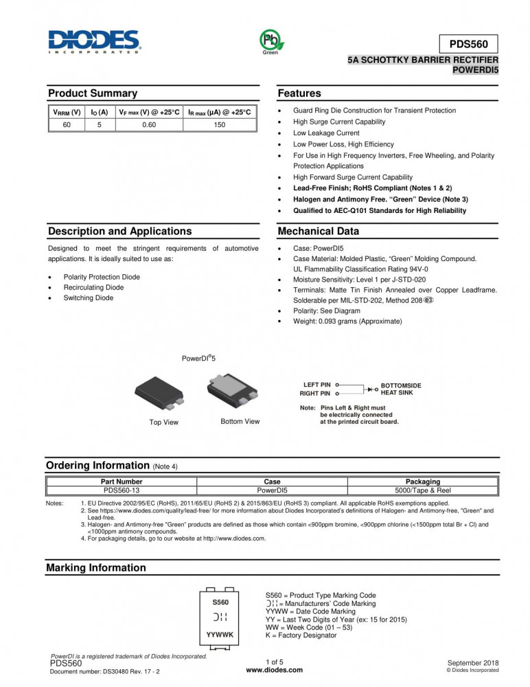 PDS560-13 datasheet page 1