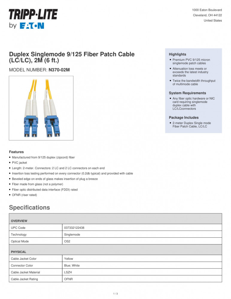 EATON N370-02M document page 1